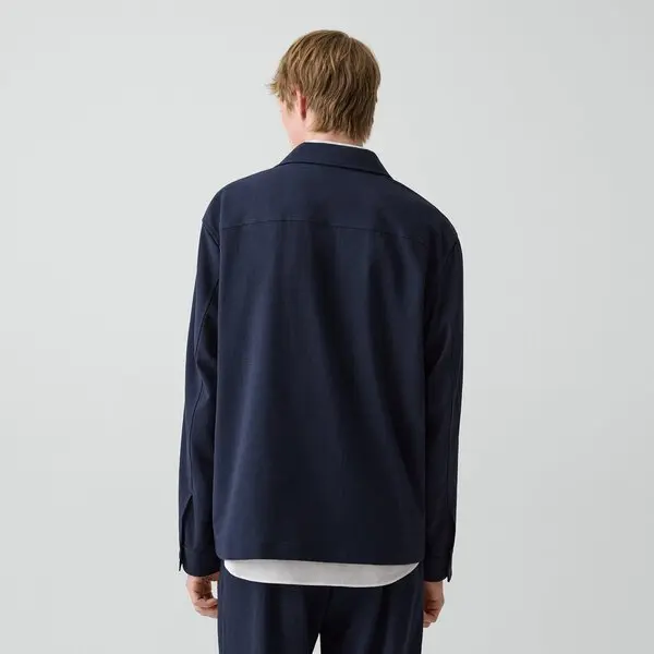 Theory Shirt Jacket In Performance Suiting - Baltic