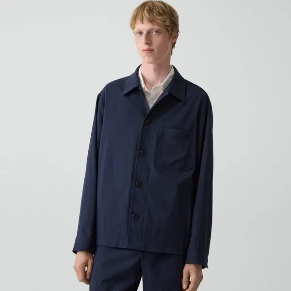 Theory Shirt Jacket In Performance Suiting - Baltic