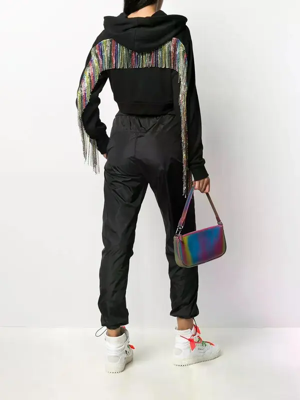 Philipp Plein Cropped Hoodie With Fringed Edge