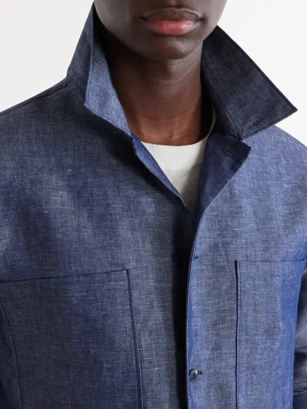 Nn07 Rob Cotton And Linen-blend Chambray Shirt