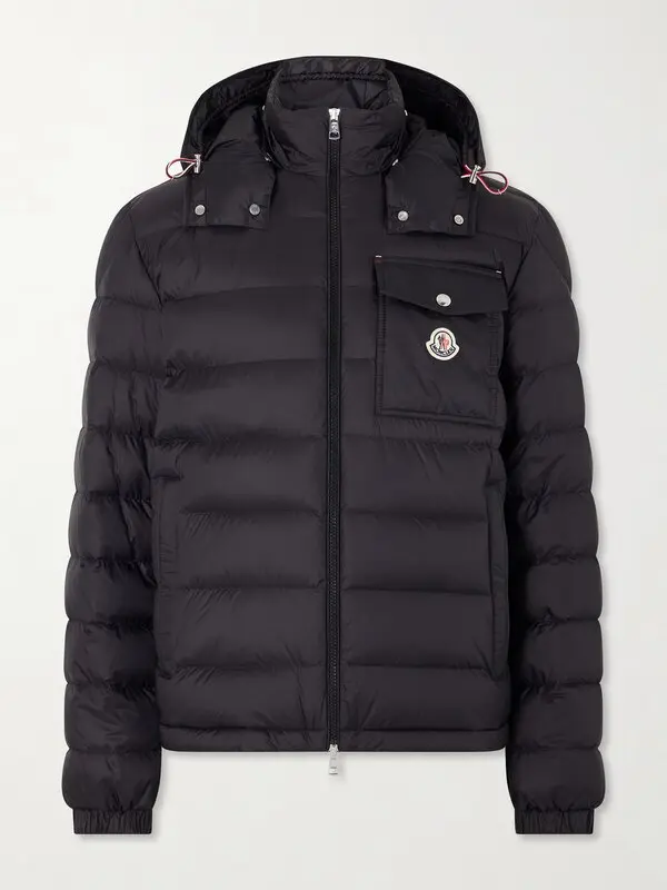Moncler Quilted Hooded Down Jacket With Logo Appliqu