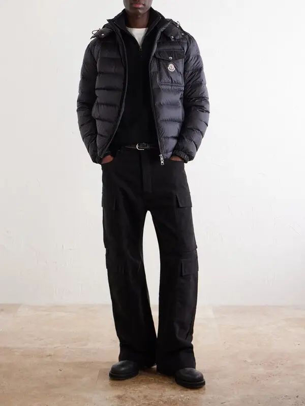 Moncler Quilted Hooded Down Jacket With Logo Appliqu