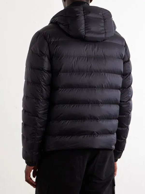 Moncler Quilted Hooded Down Jacket With Logo Appliqu