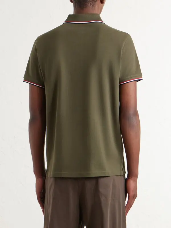 Moncler Logo-appliquéd Cotton-piqué Polo Shirt - Green