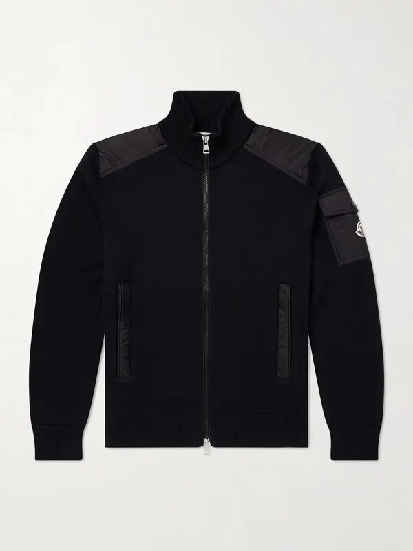 Moncler Panelled Virgin Wool Zip-up Cardigan