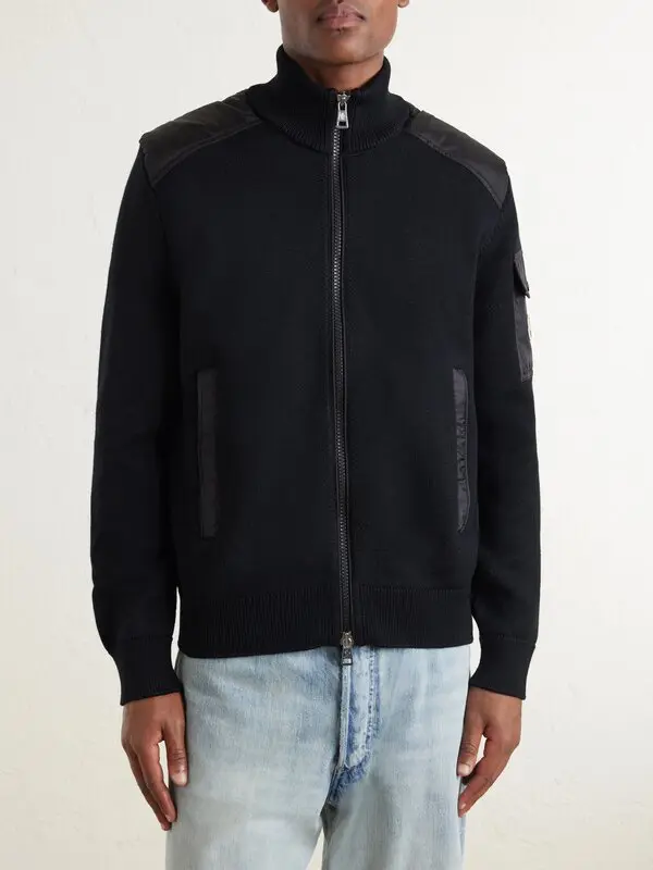 Moncler Panelled Virgin Wool Zip-up Cardigan
