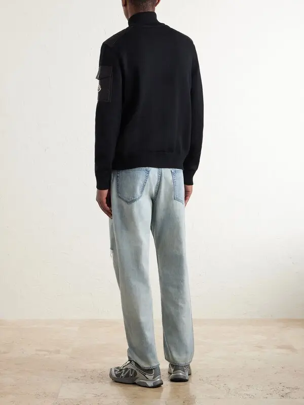 Moncler Panelled Virgin Wool Zip-up Cardigan