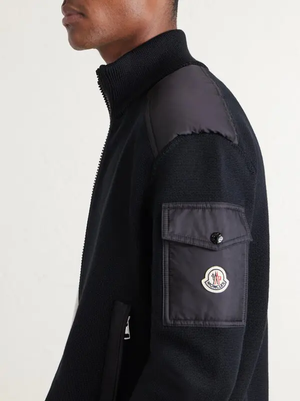 Moncler Panelled Virgin Wool Zip-up Cardigan