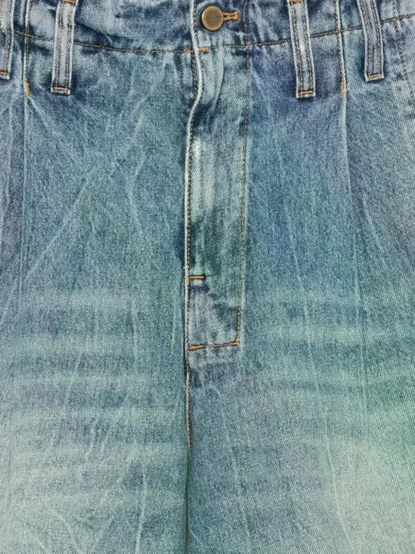 CULTURA Acid Wash Pleated Shorts