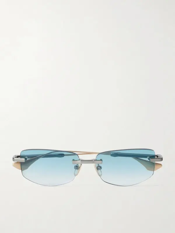 Dita Trysim.75 Square-frame Gold And -tone Titanium Sunglasses - Silver