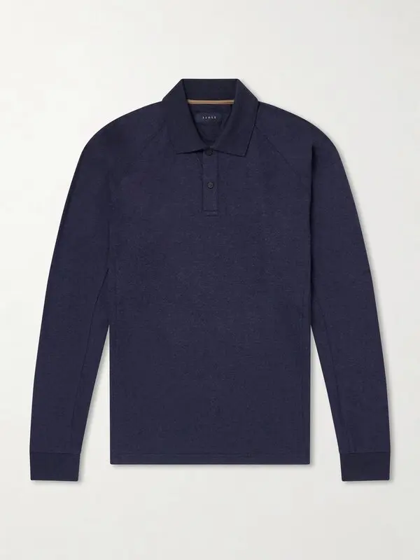 Sease Cotton And Cashmere-blend Jersey Polo Shirt - Blue
