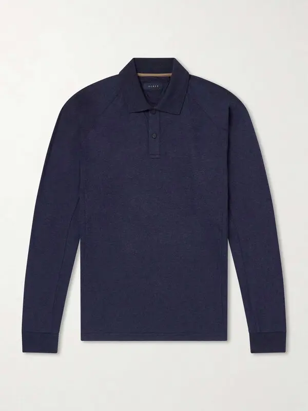 Sease Cotton And Cashmere-blend Jersey Polo Shirt - Navy