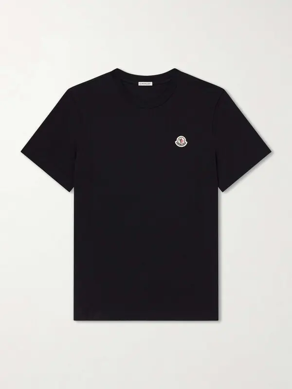 Moncler Pack Of Three Logo-appliquéd Cotton-jersey T-shirt - Black