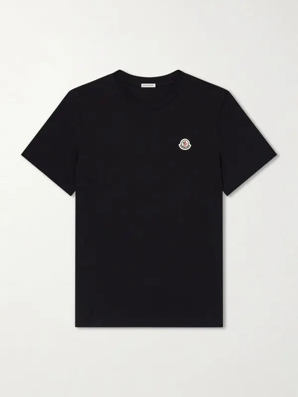 Moncler Pack Of Three Logo-appliquéd Cotton-jersey T-shirt - Black