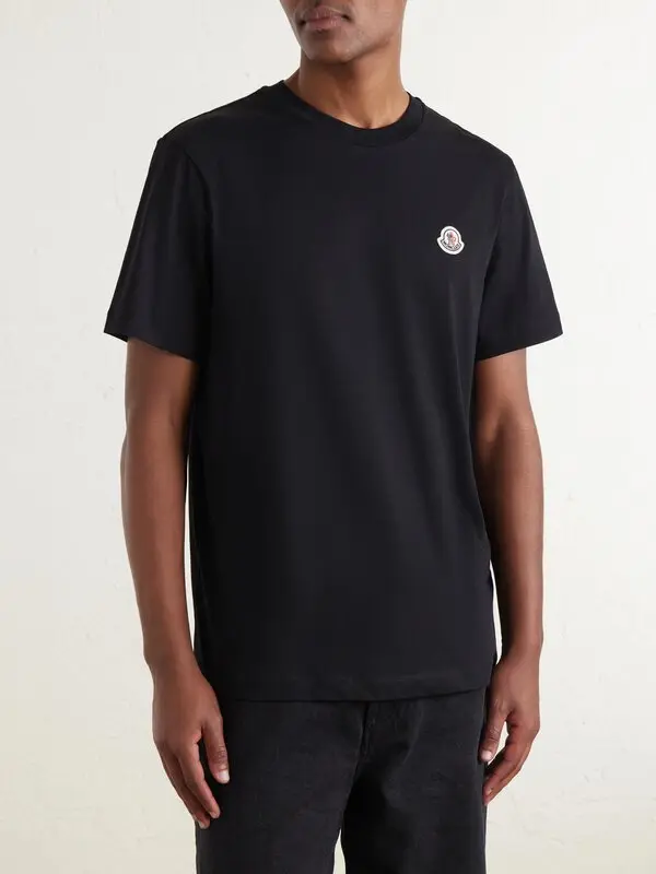 Moncler Pack Of Three Logo-appliquéd Cotton-jersey T-shirt - Black