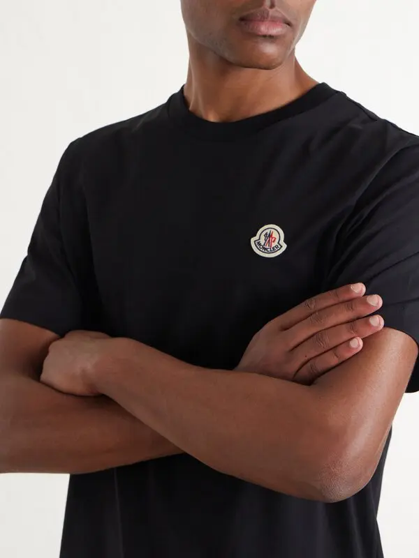 Moncler Pack Of Three Logo-appliquéd Cotton-jersey T-shirt - Black