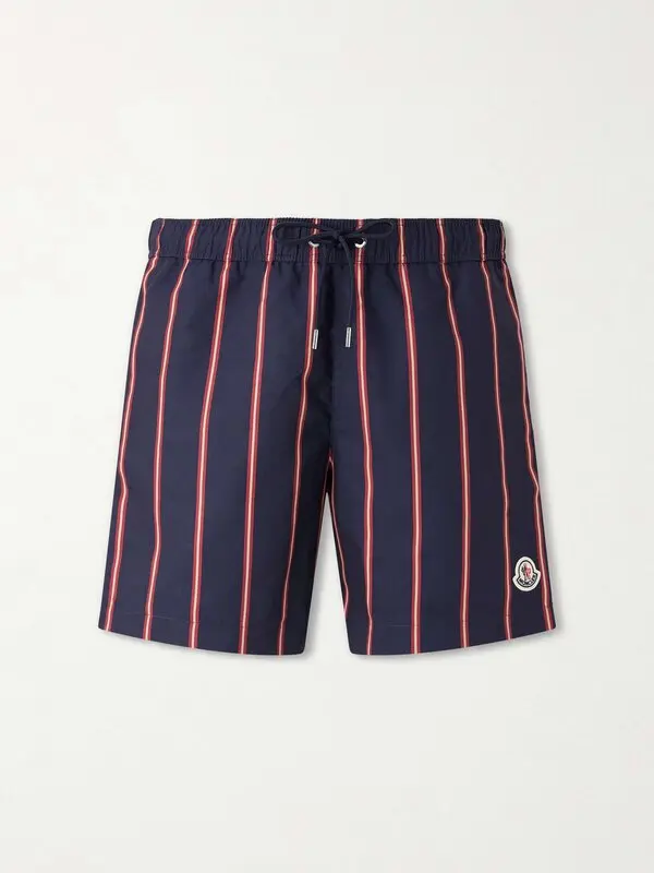 Moncler Straight-leg Mid-length Striped Swim Shorts - Navy