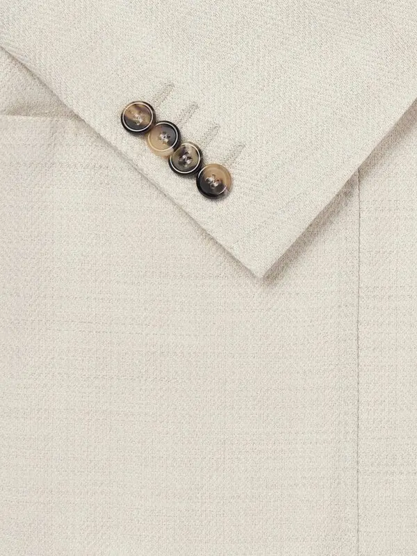 Canali Kai Herringbone Wool, Linen And Silk-blend Blazer - Neutrals