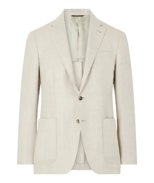 Canali Kai Herringbone Wool, Linen And Silk-blend Blazer - Neutrals