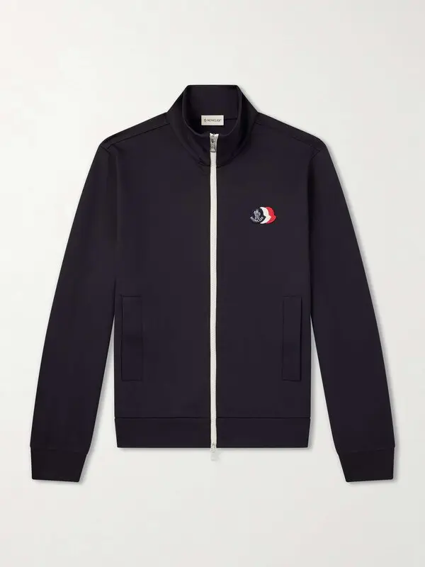 Moncler Logo-appliquéd Shell Zip-up Sweatshirt - Navy