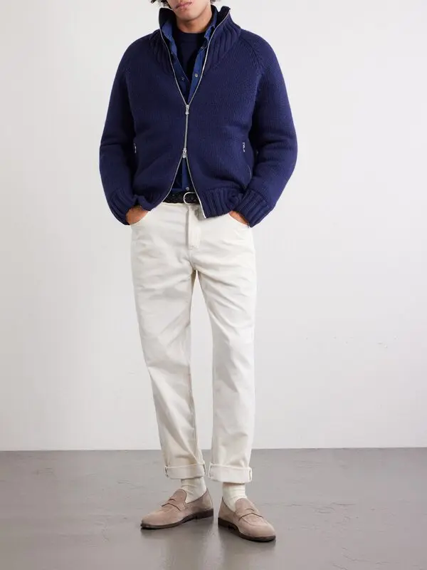 Brunello Cucinelli Cashmere Zip-up Down Cardigan - Blue