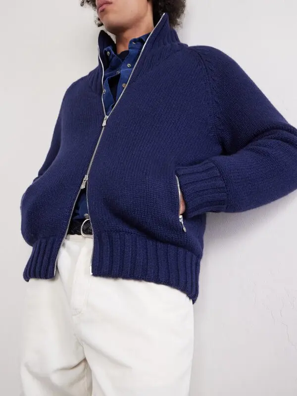 Brunello Cucinelli Cashmere Zip-up Down Cardigan - Blue