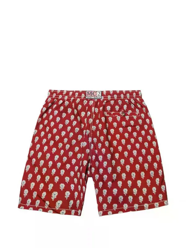 MC2 SAINT BARTH Burgundy Floral Print Swim Shorts - Red
