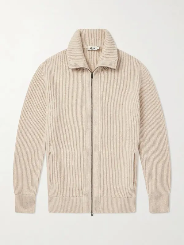 Altea Ribbed Virgin Wool Cardigan - Neutrals