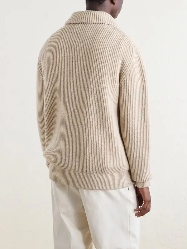 Altea Ribbed Virgin Wool Zip-up Cardigan