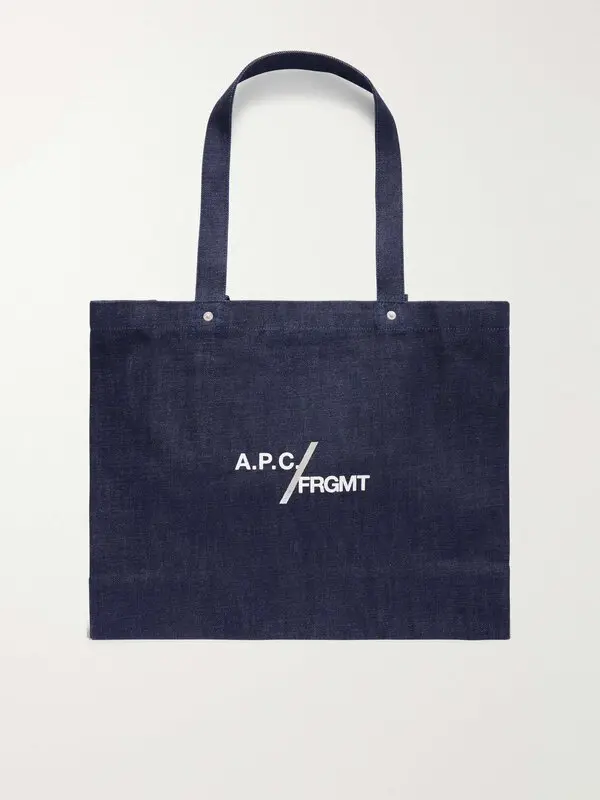A.p.c. Fragment Logo-print Canvas Tote Bag - Blue