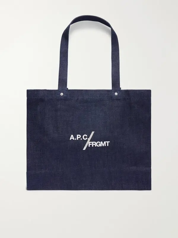 A.p.c. Fragment Logo-print Canvas Tote Bag - Blue