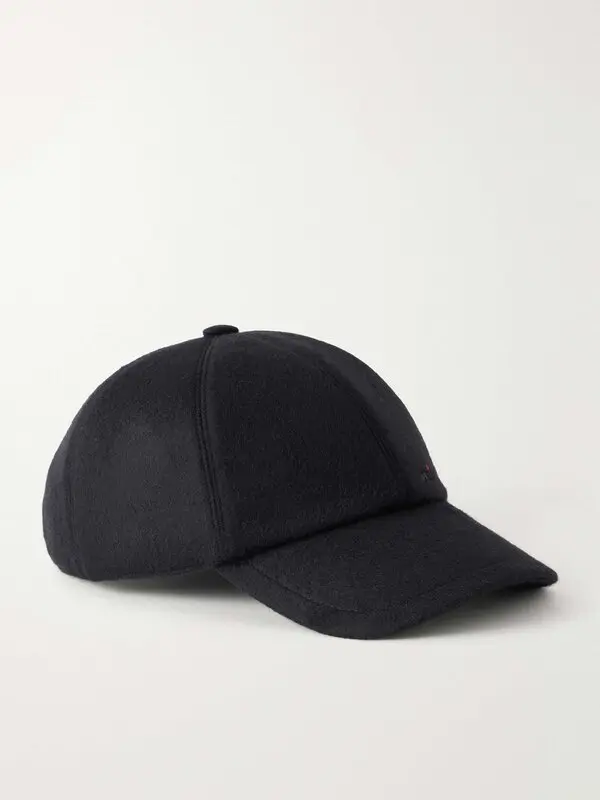 Kiton Logo-embroidered Cashmere Cap - Black