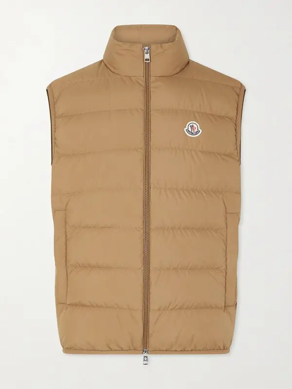 Moncler Quilted Shell Down Gilet With Logo Appliqu