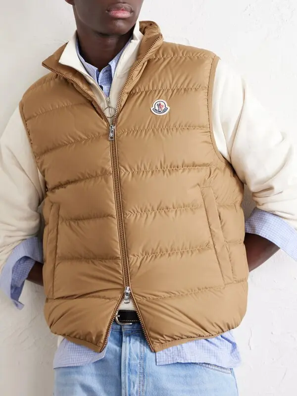 Moncler Quilted Shell Down Gilet With Logo Appliqu