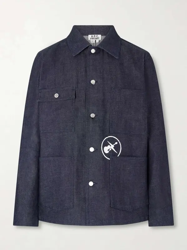 A.p.c. Fragment Printed Denim Jacket - Blue