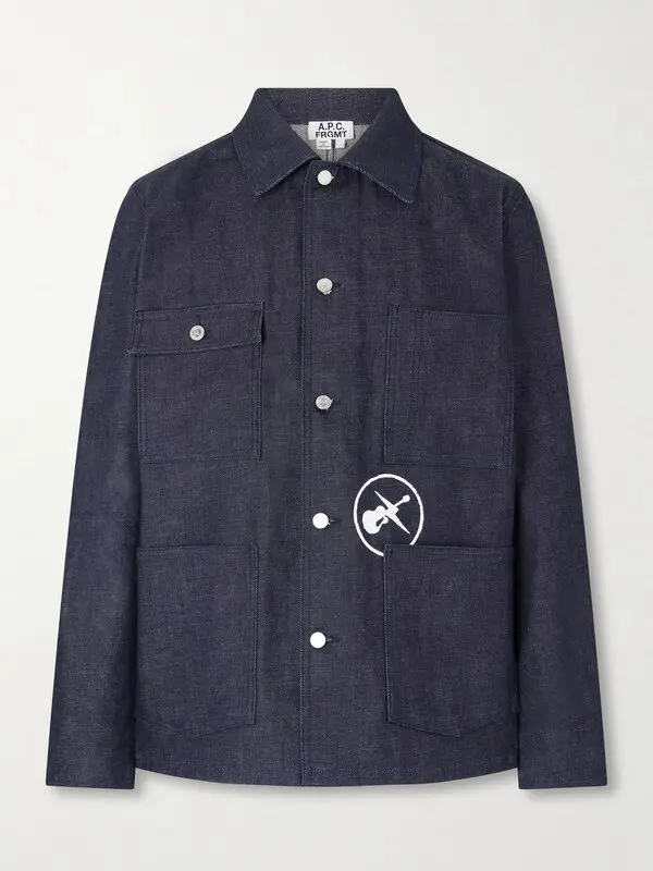 A.p.c. Fragment Printed Denim Jacket - Blue