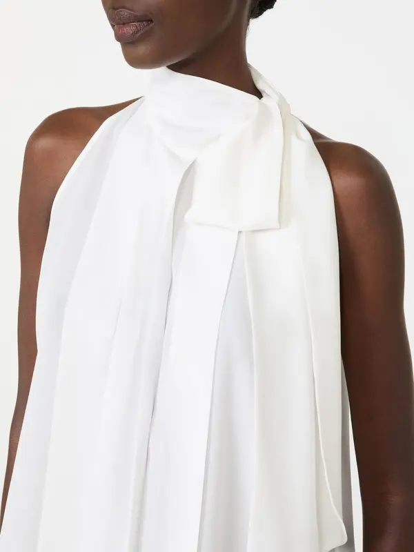 Max Mara Sleeveless Crepe De Chine Top With Plissé Detail