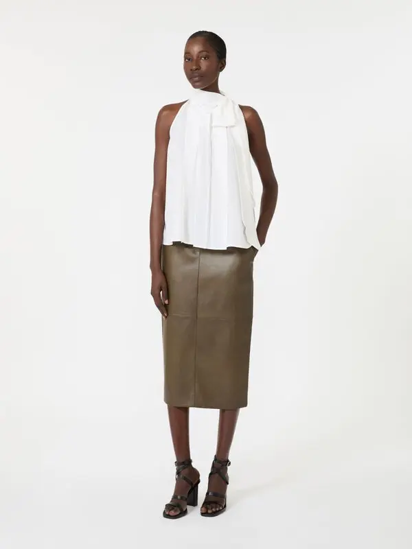 Max Mara Sleeveless Crepe De Chine Top With Plissé Detail