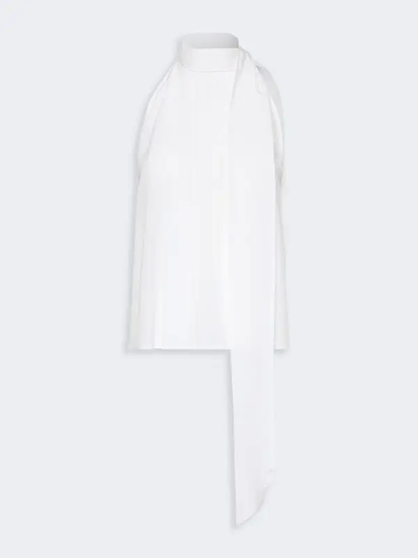 Max Mara Sleeveless Crepe De Chine Top With Plissé Detail