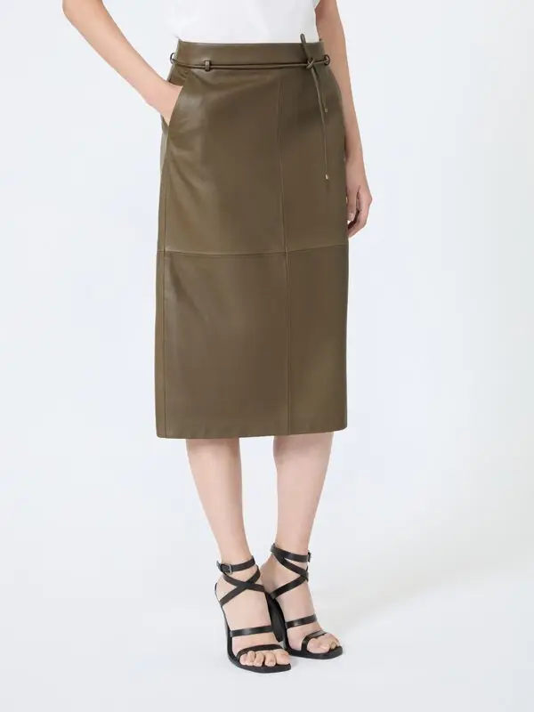 Max Mara Natural Nappa Leather Pencil Skirt
