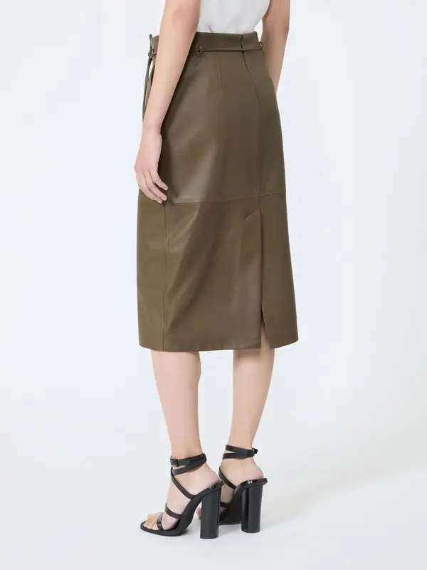 Max Mara Natural Nappa Leather Pencil Skirt