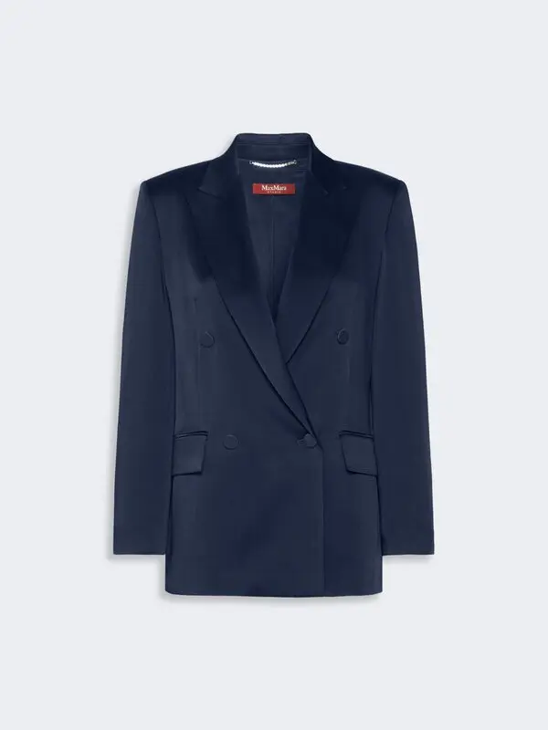 Max Mara Double-breasted Envers Satin Blazer - Midnightblue
