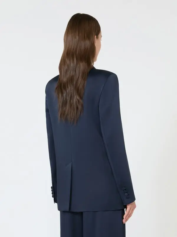 Max Mara Double-breasted Satin Blazer - Midnightblue
