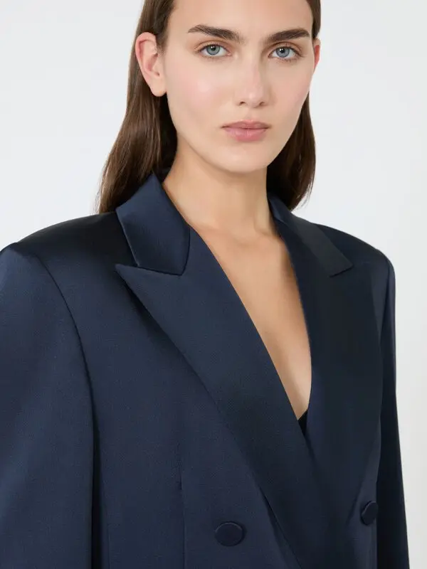 Max Mara Double-breasted Satin Blazer - Midnightblue