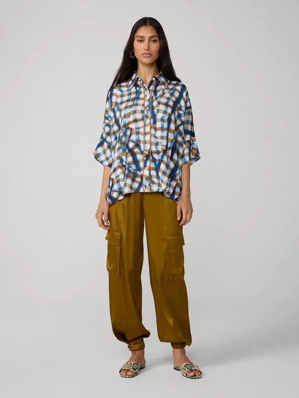 Diane Von Furstenberg Diane Short Sleeve Top - Picnic Plaid Corfu