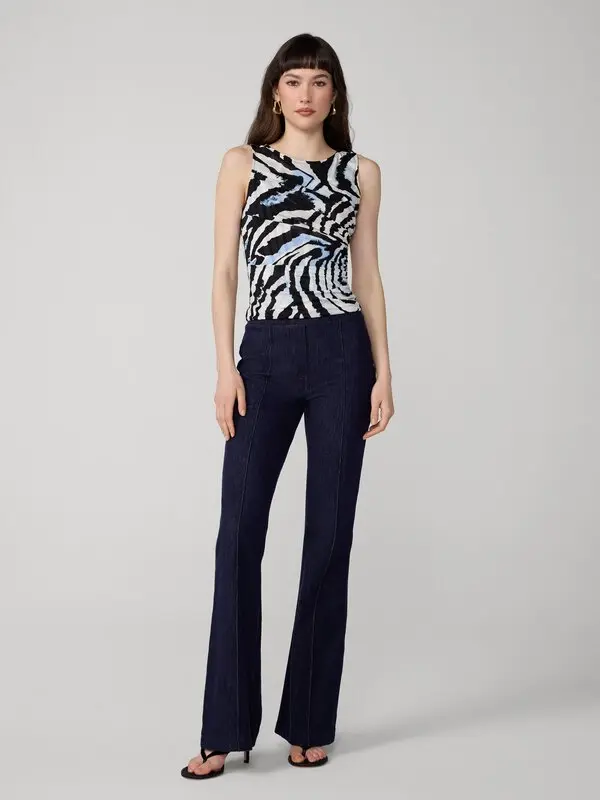 Diane Von Furstenberg Athena Top - Giant Zebra Id Mist
