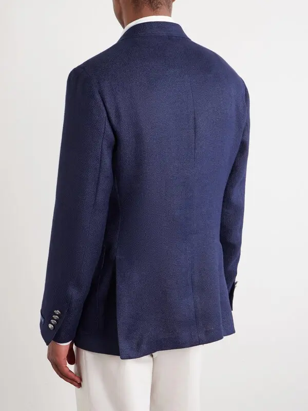 Polo Ralph Lauren Logo-embroidered Linen-hopsack Blazer - Blue