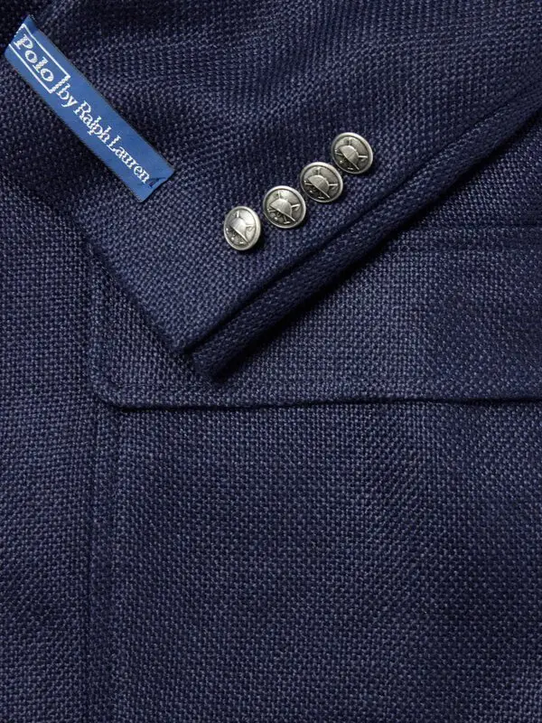 Polo Ralph Lauren Logo-embroidered Linen-hopsack Blazer - Blue