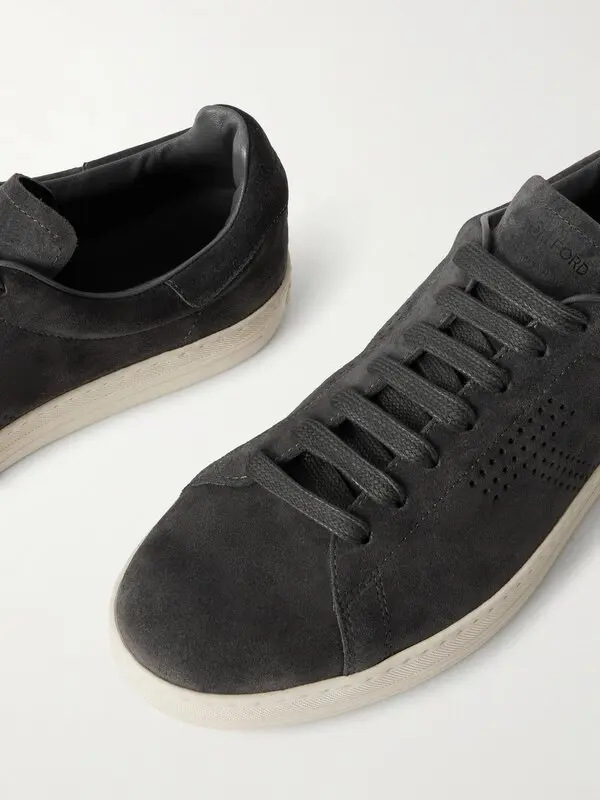 TOM FORD Warwick Perforated Suede Sneakers
