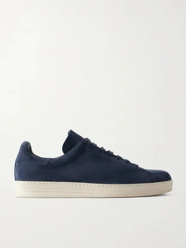 TOM FORD Warwick Perforated Suede Sneakers - Blue